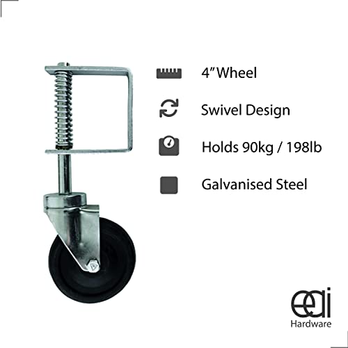 Gate Wheel, Galvanised, Spring Loaded, Swivel | 4 inch | Max Load 100kg ...