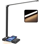 JOSTIC LED Desk Lamp with Wireless Charger, USB Charging Port, 10 ...