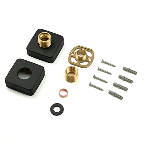 Xcel Home Black Square Shower Fixing Kit Plates (Pair) with 3/4 ...