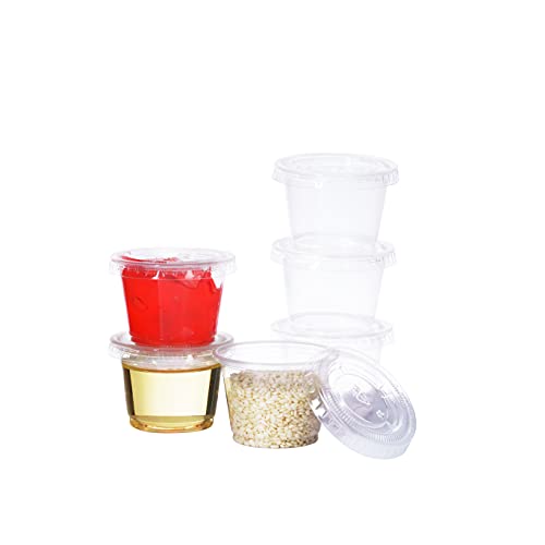 [500 sets - 1oz] Disposable Plastic Souffle / Portion Cups with Lids ...