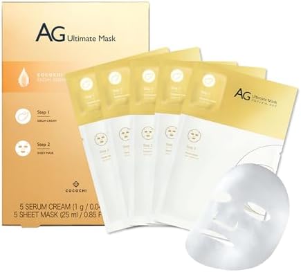 Amazon.com : COCOCHI AG Ultimate 2 Steps Facial Mask Pack of 5, Moisturizing Facial Sheet Mask ...