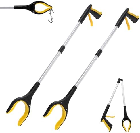 Amazon.com: Extra Long Grabber Reacher Tool 2-Pack Foldable Reacher ...