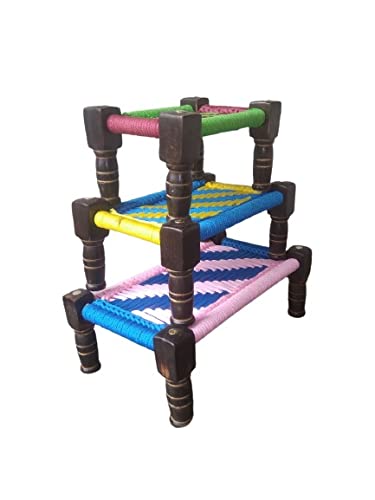 Vishwakarma Wooden and Jute Cots Showpiece Set of 3 : Amazon.in: Home ...