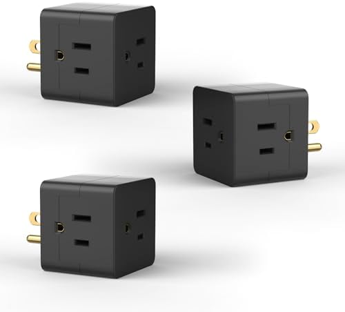 POWERCORDS 3 Power Blocks Outlet Splitter, 3 Pack, Grounded Wall Tap, 3 ...