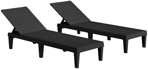 Amazon.com: EUNHOO Outdoor Chaise Lounge Set of 2, Adjustable Pool ...