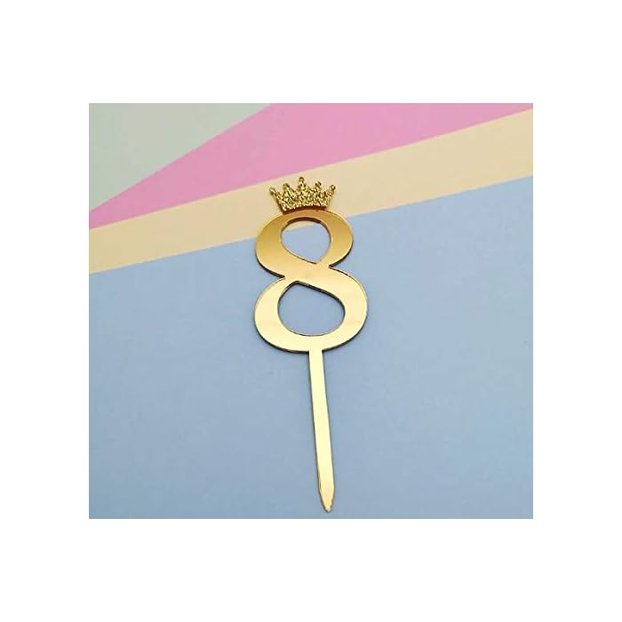Buy Partysanthe Gold Number 8 Cake Topper/Happy Birthday Cake Topper ...