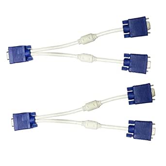 Mipcase 2pcs Vga Splitter Cable to Video Amplifier Dual Monitor Adapter ...