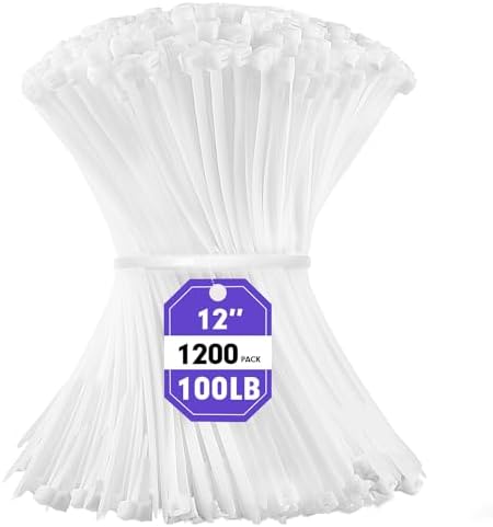 Amazon.com: Zip Ties, RAZCC 1200pcs White Cable Zip Ties 12 Inch, Heavy ...