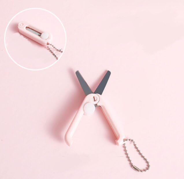 Amazon.com: Pink Folding Scissors Pocket Mini Scissor with Keychain for ...