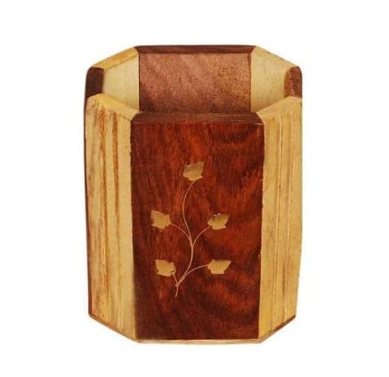 ISKA Wooden Pen Stand/Pen Holder for Office Desk Multi-Function Pen ...