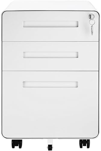 Moustache Filing Cabinet 3-Drawer Steel with Lockable, Filing Cabinet ...