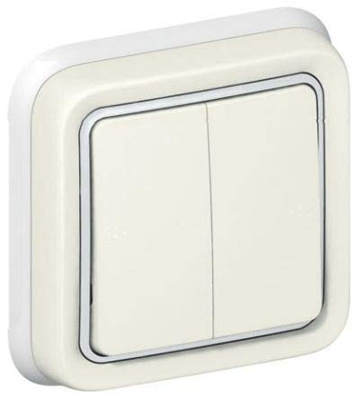 10 A Flush Mount Light Switch, 2 Way, 2 Gang, 250 V ac IP55, Plexo ...