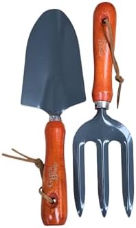 fiXte Hand Fork and Hand Trowel Garden Set Twin Pack Wooden Handles ...