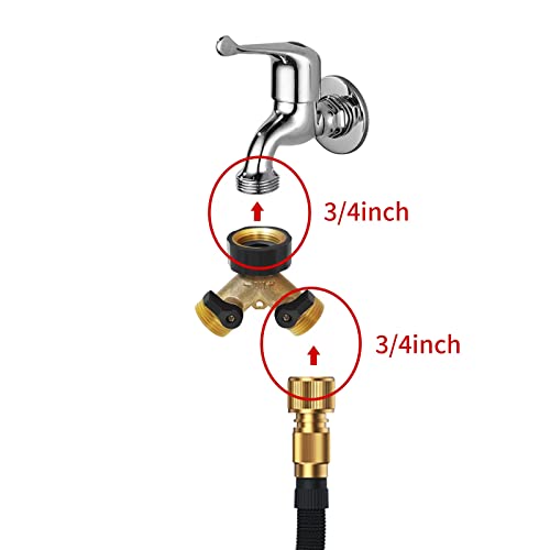 Mdlufee 3/4 inch Tap Y Splitter, Brass Manifold Two Way Hose Tap ...
