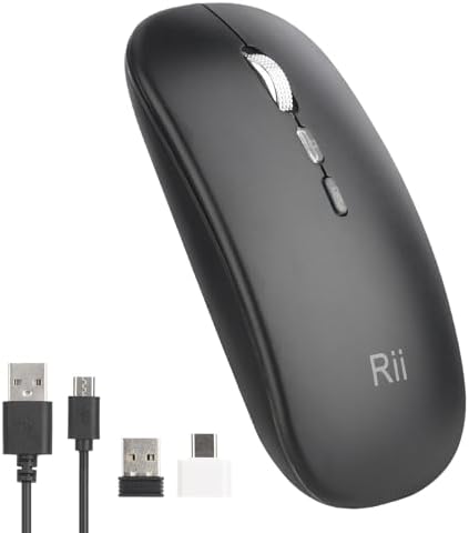 Rii Wireless Mouse, Dual-Mode Bluetooth and 2.4GHz with USB Receiver ...