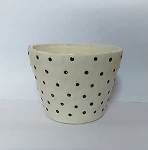 White with Black doted Ceramic Pot : Amazon.in: Garden & Outdoors
