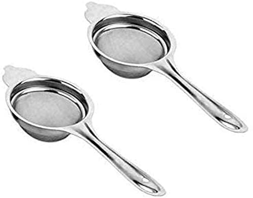Stainless Steel Tea and Coffee Strainers, Set of 2, Silver : Amazon.in ...