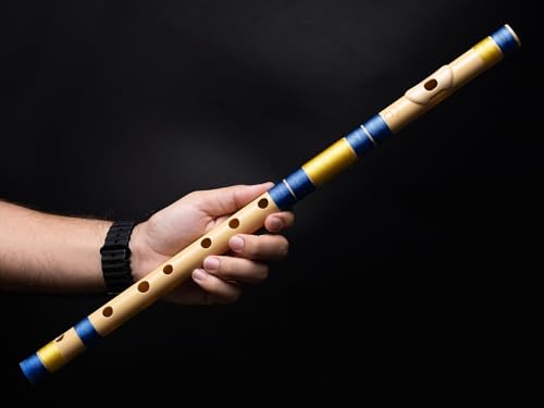 Radhe Flutes | C Natural Right Handed Middle Bansuri | Blue & Yellow ...