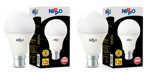 NIPPO 9W LED Bulb (2 Pack) Base 22, Cool Day Light, 1 Year Warranty ...