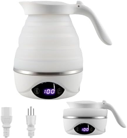 Amazon.com: Foldable Electric Travel Kettle w/Handle, 23.6oz Silicone ...