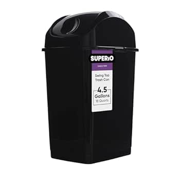 Amazon.com: Superio Medium Trash Can with Lid 4.5 Gallon Plastic Swing ...
