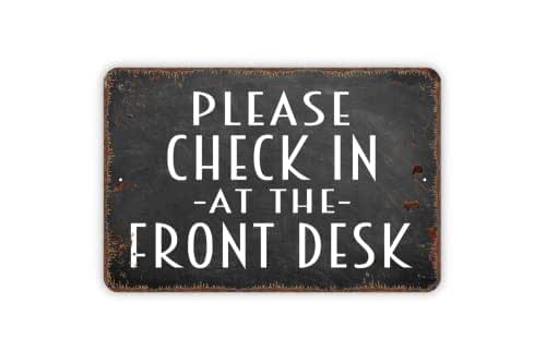 Amazon.com: 8" x 12" Please Check In At The Front Desk Metal Sign ...