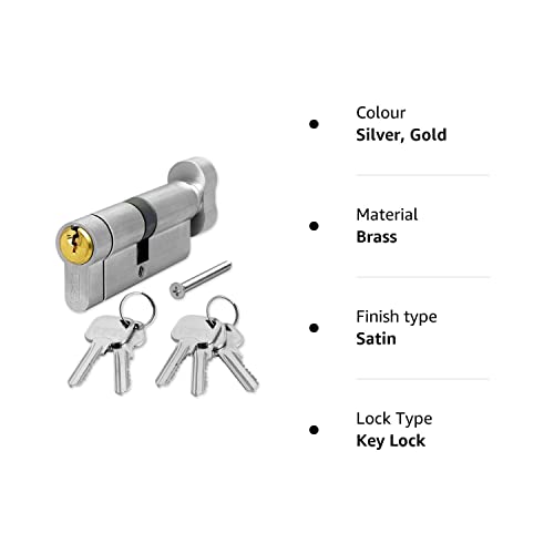 VERSA Dual Finish Euro Cylinder Lock Barrel Thumb Turn ( 35mm(T) X 35mm ...
