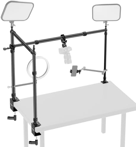 NEEWER Overhead Camera Mount Rig with Dual Ball Head Super Clamp/Phone ...