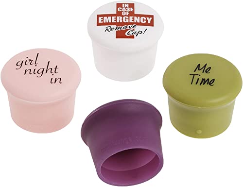 CapaBunga Silicone Wine Stoppers for Wine Bottles - 4 Pack Funny Wine ...