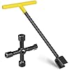 Comfylichi Water Meter Key 17 Inch & 4-Way Utility Keys, Steel T-Handle ...