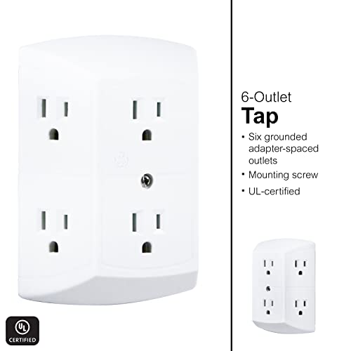 Snapklik.com : 6-Outlet Extender, 2 Pack, Grounded Wall Tap, Adapter ...