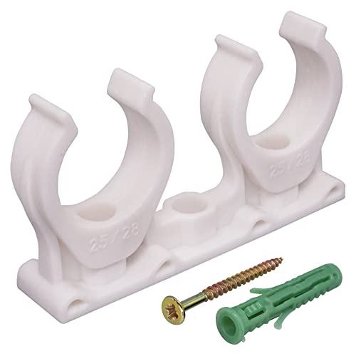 SKIR’CO (40 pcs) Double Pipe Clips, Plastic Clamps for 25-28 mm Pipes ...