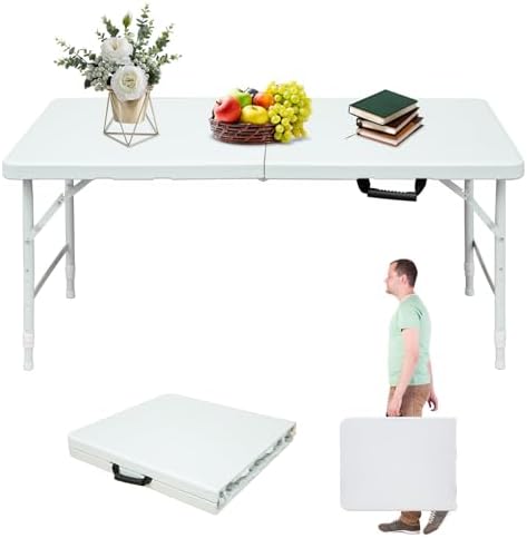 Amazon.com: miikoul 4 Foot Folding Table with 4 Chair Set, Portable ...
