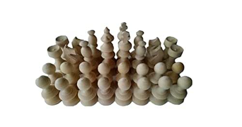 Amazon.com: DIY wooden chess piece set hand lathe without paint natural ...