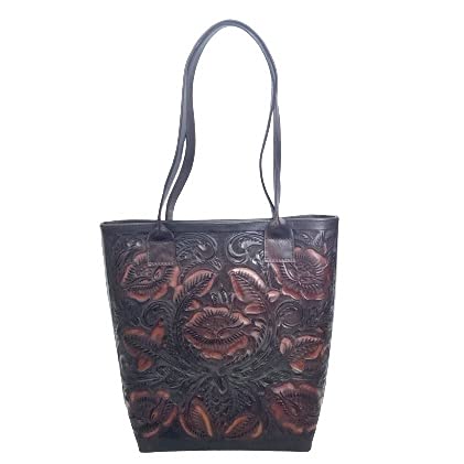 Amazon.com: Medium Size Trapezoid Leather Handbag | Light Weight Bag ...