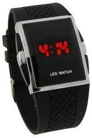Black Square Mens Gents Digital Electronic Retro Style LED Watch Red ...