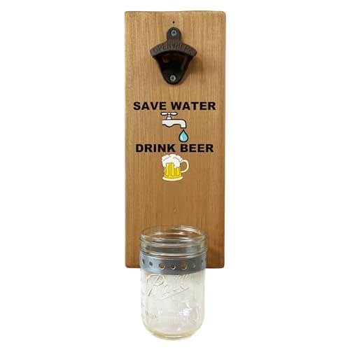 Amazon.com: Save Water Drink Beer Bottle Opener - Wall Mounted Wood ...