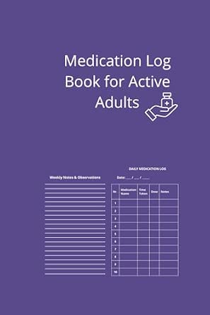 Medication Log Book for Active Adults: Daily Pill Tracker with 120 ...