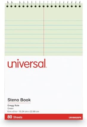 Universal UNV86920PK 6 in. x 9 in. 80 Green-Tint Gregg Rule Steno Pads ...
