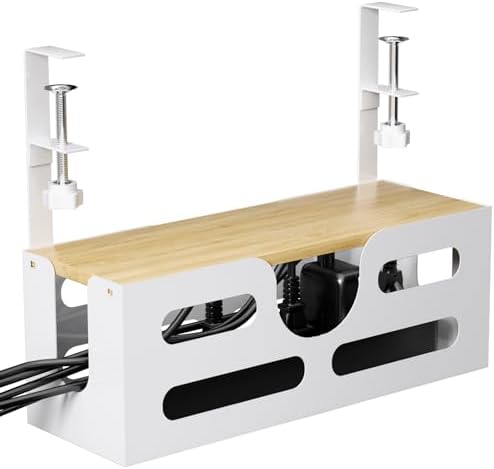 Amazon.com: Punmoy Under Desk Cable Management Box with Lid, Large ...