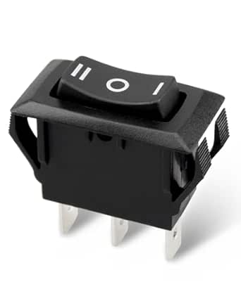 Wujexuhe 16A 250VAC T125/55 3-Pin 3 Positions Black Button Rocker ...