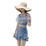 ・ブランド:cnstone・セット内容 2点セット水着：トップス＋フレアスカートパンツ。色っぽさの中にフリル+ストラップで大人の甘さを漂わせる。・今年の注目のビスチェ風：肩を出してくれるオフショルダースタイル◎トレンドビキニでボディメイク。...