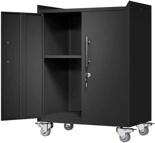 Amazon.com: LCAOPC Metal Garage Storage Cabinet with Wheels, Lockable ...