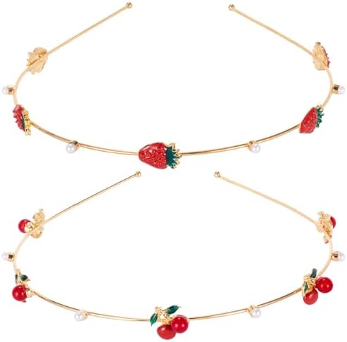 Amazon.com: HINZIC 2pcs Strawberry Cherry Headbands Cute Pearl Mermaid ...