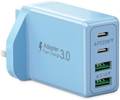 40W 4-Port USB-C Charger, Fast Charging UK PD Power Adapter+QC Wall ...