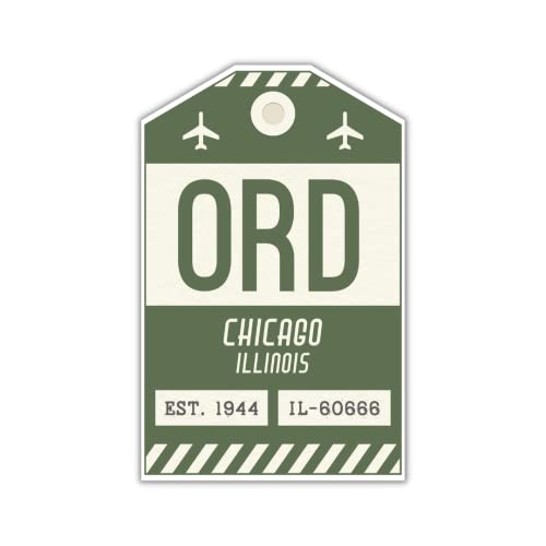 Amazon.com: ORD Chicago Illinois Luggage Tag Sticker/Airport Code ...