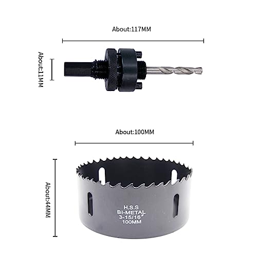 3.94inch Hole Saw, LAIWEI 100mm Hole Cutter with A2 Heavy Duty Mandrel ...