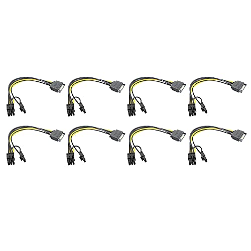 Gichusizy 15 Pin SATA Connector 8-Pin (6 + 2) PCI-E Power Supply Cable ...