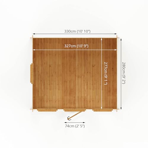 WALTONS | Wooden 3.5m x 3m Log Cabin | 19mm Interlocking Log Boards ...