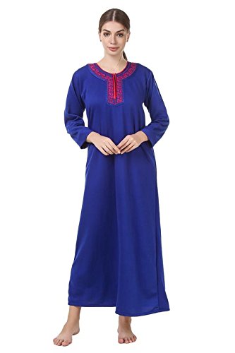 Buy Bombshell Women's Fleece Winter Woollen Nighty (Blue, Large) at ...